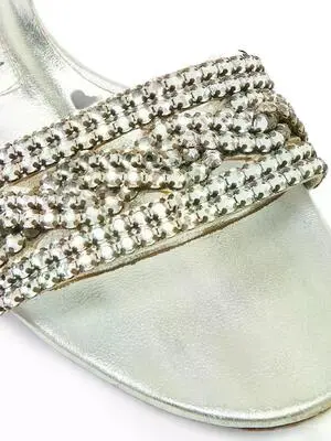 GINA Crystal-embellished Leather Heeled Sandals