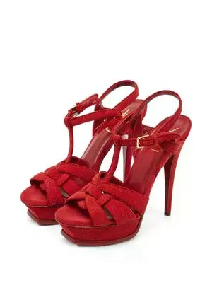 Saint Laurent Tribute Platform Sandals - Red