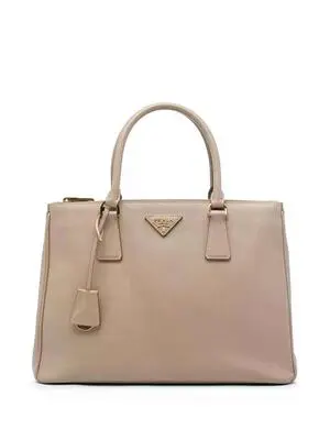 Prada 2010-2026 Large Saffiano Lux Galleria Double Zip Satchel - Neutrals