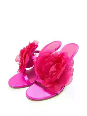 LE SILLA Floral Appliqué Crystal Embellished High Heel Sandals