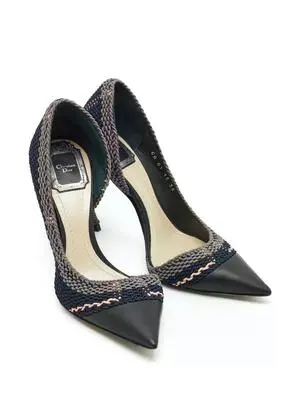 Dior Navy Woven D'orsay Pumps