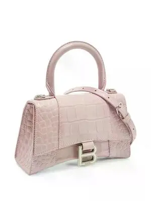 Balenciaga Xs Hourglass Crocodile-embossed Handbag
