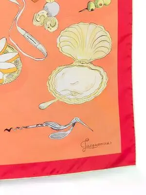 Jacquemus Le Grand Foulard Cocktail-print Silk Scarf - Orange
