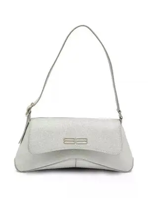 Balenciaga Glitter Embellished Shoulder Bag - Silver