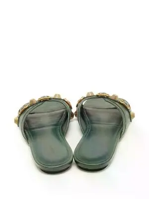 Balenciaga Le Cagole Studded Leather Sandals - Green