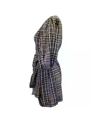 GANNI Plaid Wrap Dress
