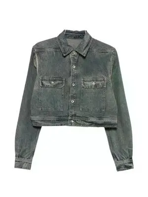 Rick Owens Cropped Cut-out Denim Jacket