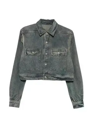 Rick Owens Cropped Cut-out Denim Jacket - Blue