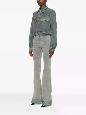 Rick Owens Cropped Cut-out Denim Jacket - Blue