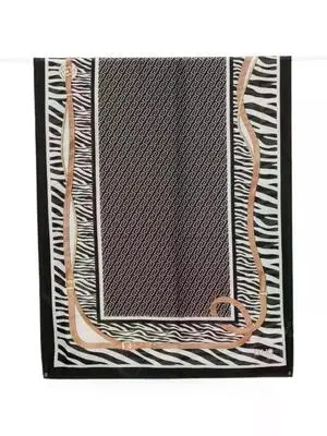 Liu Jo Zebra-print Logo-monogram Scarf - Black
