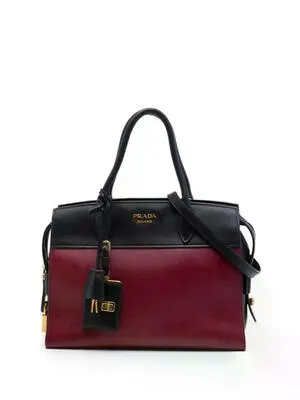 Prada 2010-2026 Saffiano And City Calf Esplanade Satchel - Red