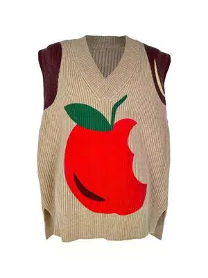 JW Anderson Apple-printed Ribbed Sweater Vest - Neutrals