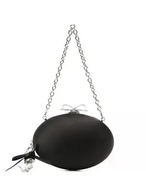 SELF-PORTRAIT Bow-clasp Chain-strap Clutch Bag - Black