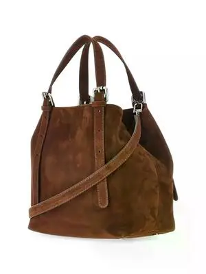 AUTENTICA 504 Small Galatea Suede Tote Bag With Buckle Detail - Brown