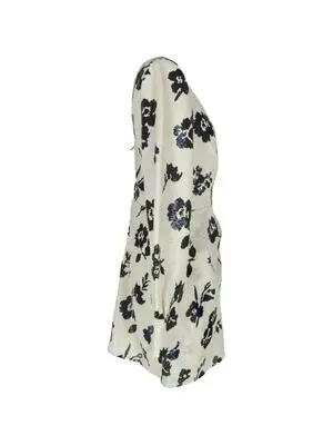 SELF-PORTRAIT Floral-sequined Wrap Dress