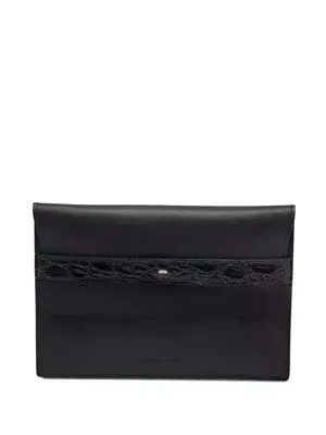 GIUSEPPE ZANOTTI Croc-embossed Flap Clutch Bag - Black