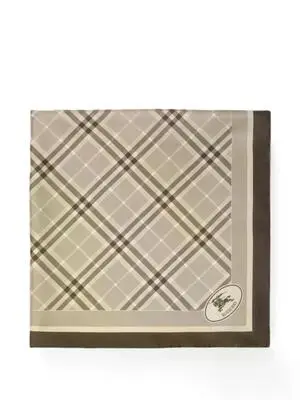 Burberry Check Knight Stamp Silk Scarf - Grey