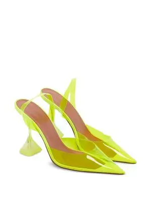Amina Muaddi Holli Glass Slingback Pumps - Yellow