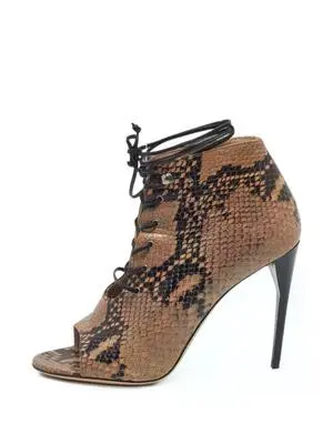 Miu Miu Snakeskin-embossed Heeled Ankle Boots - Brown
