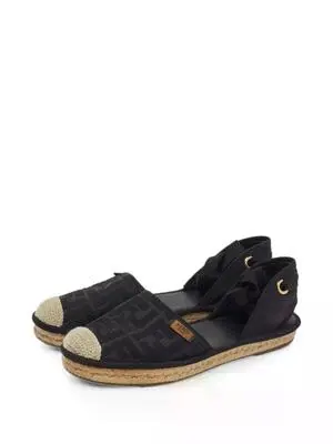 Fendi Embroidered Ff Ankle-wrap Espadrilles