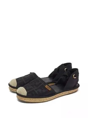 Fendi Embroidered Ff Ankle-wrap Espadrilles