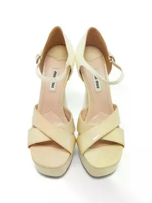 Miu Miu Patent Leather Criss-cross Platform Sandals