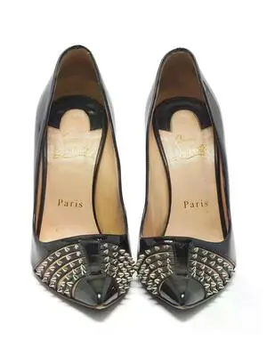 CHRISTIAN LOUBOUTIN Studded Patent Leather And Mesh Pumps