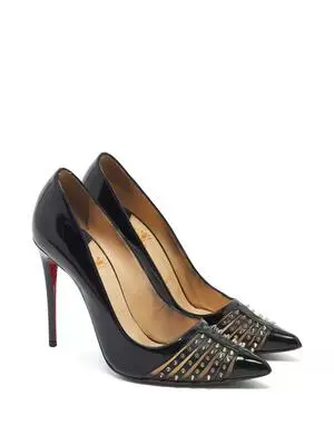 CHRISTIAN LOUBOUTIN Studded Patent Leather And Mesh Pumps