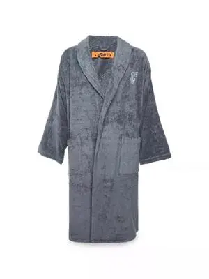 Off-White Logo-embroidered Bathrobe - Grey