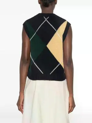BEYOU Argyle-knit Sleeveless Vest
