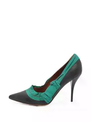 LANVIN Ruffled Grosgrain-trimmed Pointed Toe Pumps