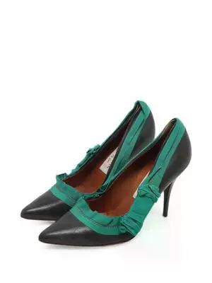 LANVIN Ruffled Grosgrain-trimmed Pointed Toe Pumps