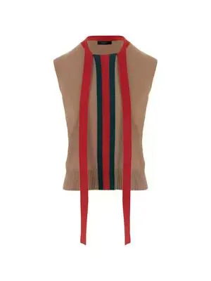 Gucci Ribbon Crewneck Sleeveless Pullover - Neutrals