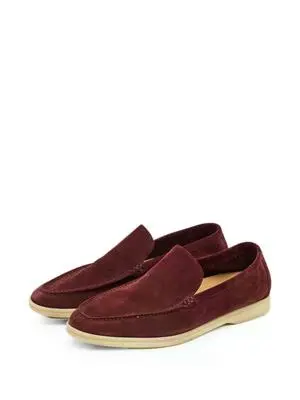 Loro Piana Summer Walk Suede Loafers - Red