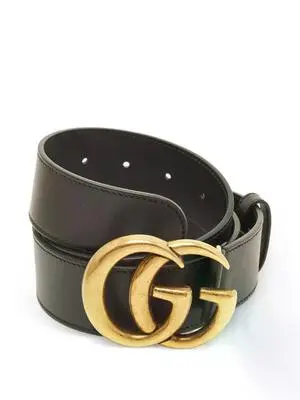 Gucci Leather Double G Buckle Belt - Black