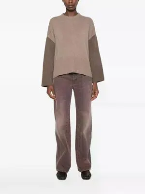 BEYOU Colour-block Ribbed-trim Sweater