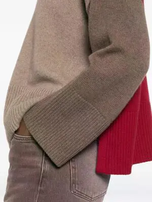 BEYOU Colour-block Ribbed-trim Sweater