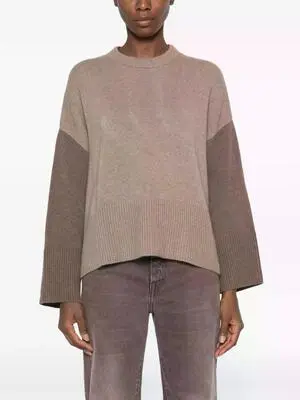 BEYOU Colour-block Ribbed-trim Sweater