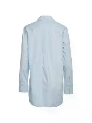 Celine Pinstripe Rose Embroidered Cotton Shirt
