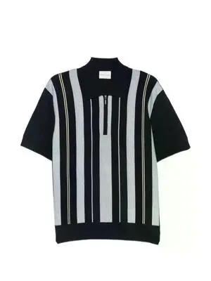 Drole De Monsieur Striped Zip-up Polo Shirt