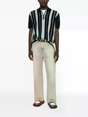 Drole De Monsieur Striped Zip-up Polo Shirt