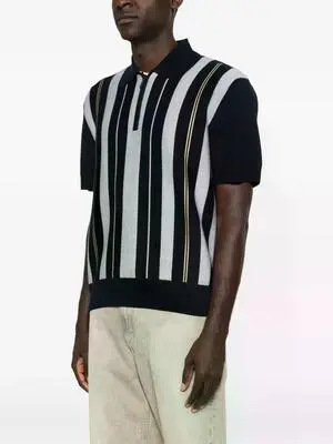 Drole De Monsieur Striped Zip-up Polo Shirt
