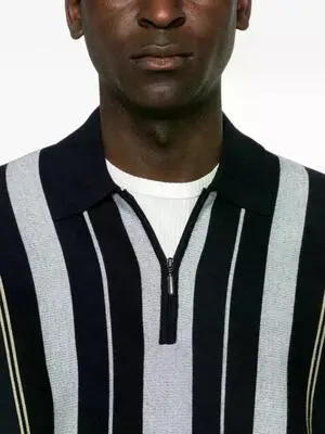 Drole De Monsieur Striped Zip-up Polo Shirt