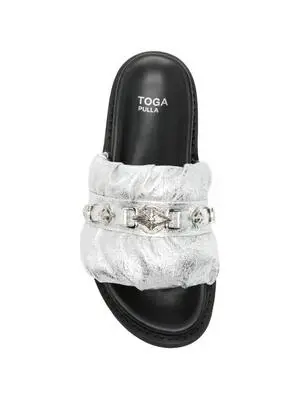 Toga Open-toe Embellished Leather Sandals