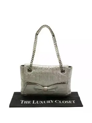 Carolina Herrera Audrey Monogram Bow Shoulder Bag - Silver