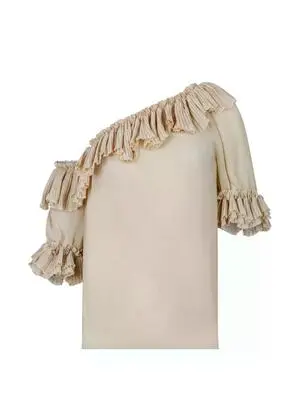 Saint Laurent Ruffled One-shoulder Blouse