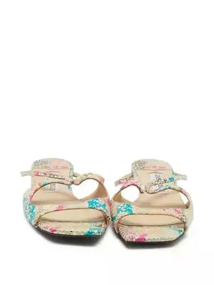 JIMMY CHOO Python-embossed Leather Flat Sandals