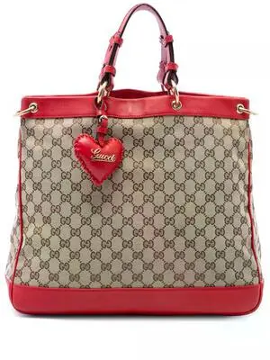 Gucci 2016-2026 Medium Gg Canvas Valentine Top Handle Bag Satchel - Red