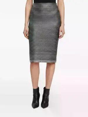 Balmain Horizontal Stripe Midi Skirt - Black