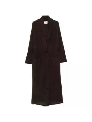 Andamane Belted Shawl-collar Cardigan - Brown